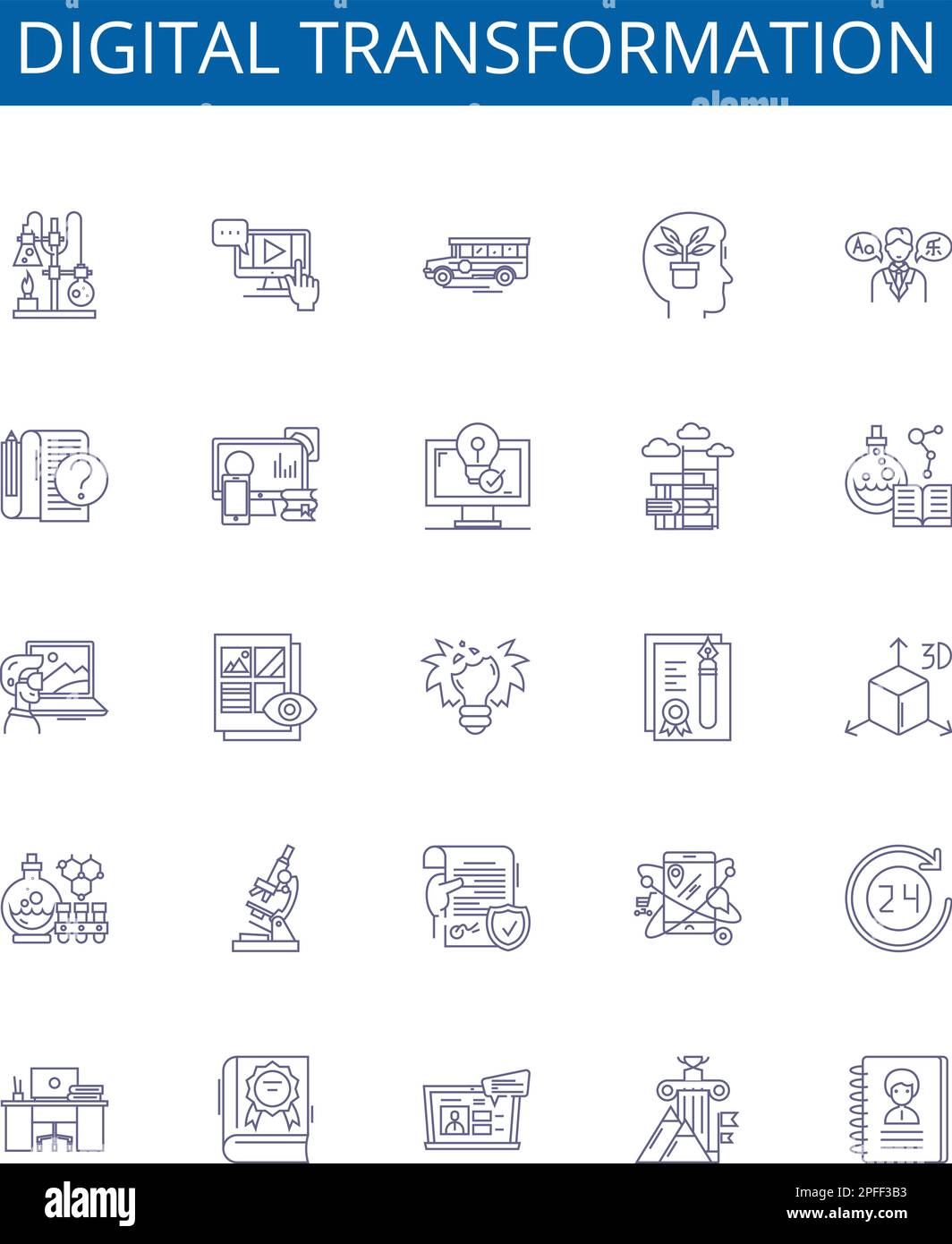 Digital Transformation Line Icons Signs Set Design Collection Of Digital Transformation