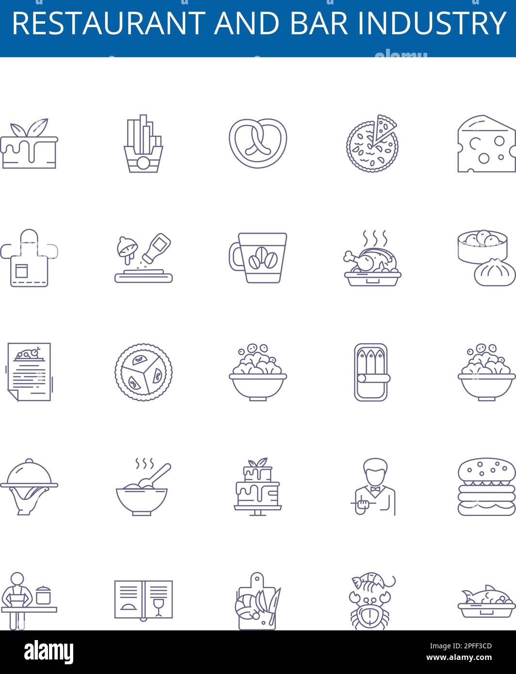 Restaurant and bar industry line icons signs set. Design collection of Restaurant, Bar, Industry ...