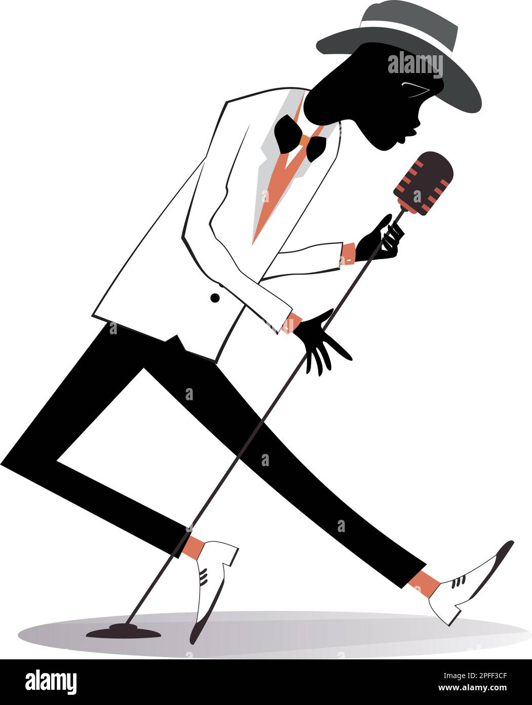 Romantic African man singer. Young African man with microphone sings a song with great ...