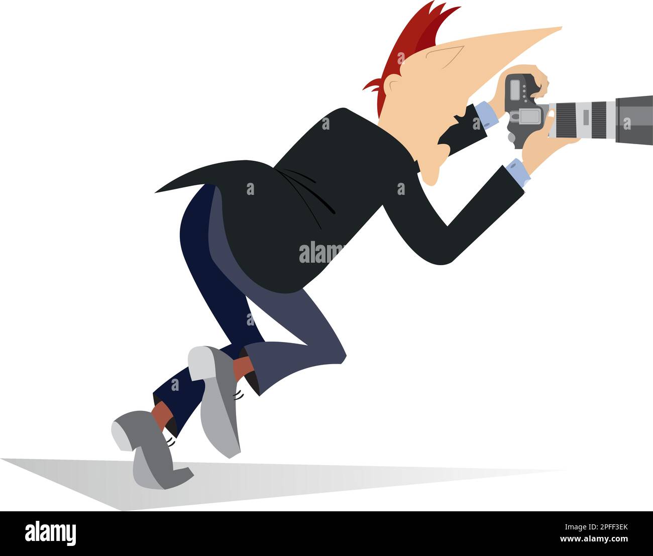 Man a photographer illustration. Young man with a camera making photo ...