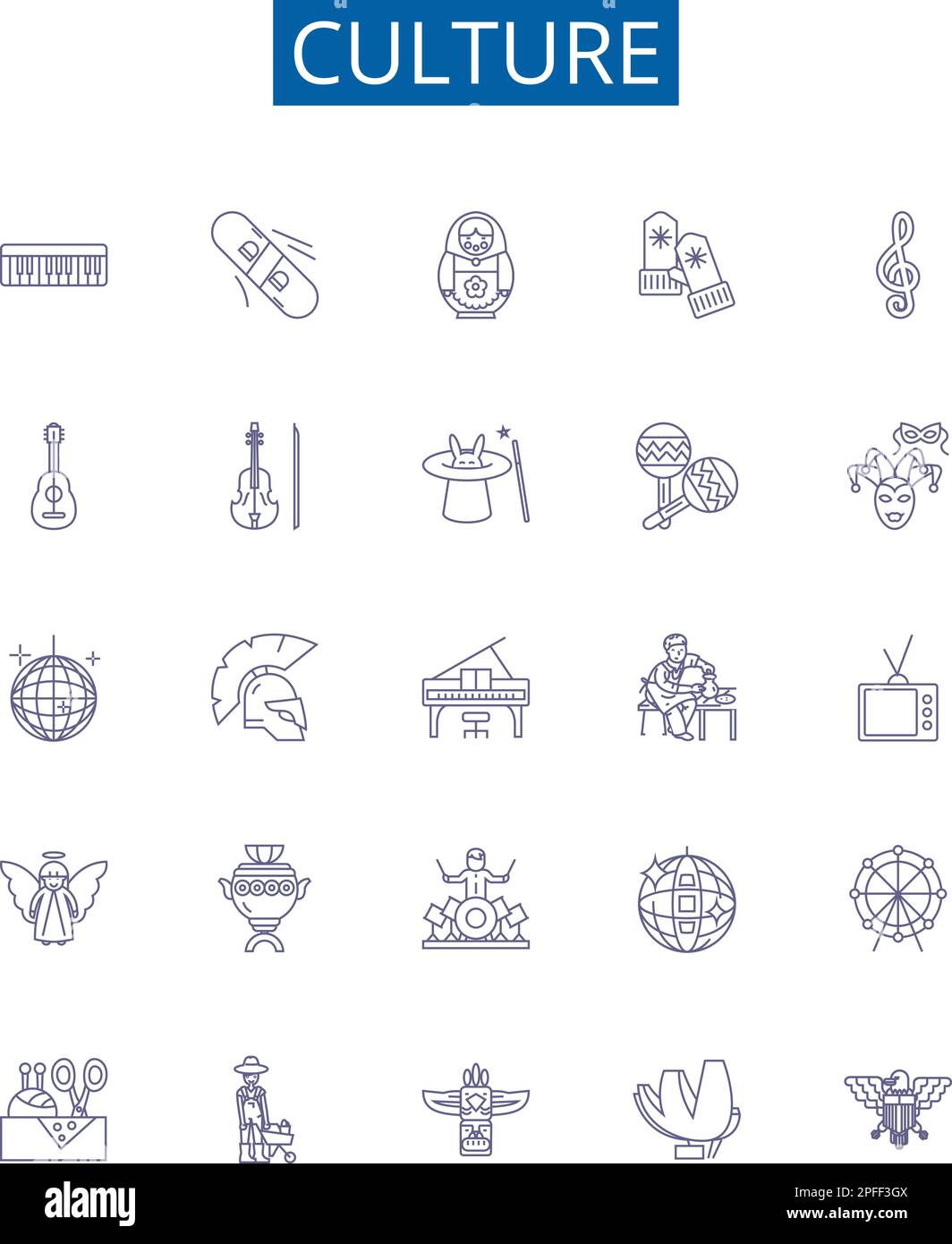 Culture line icons signs set. Design collection of Society, Custom ...