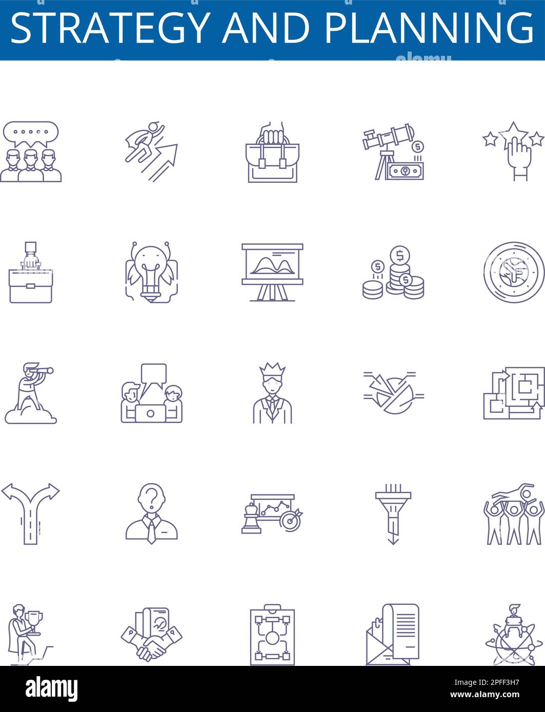 Strategy and planning line icons signs set. Design collection of ...
