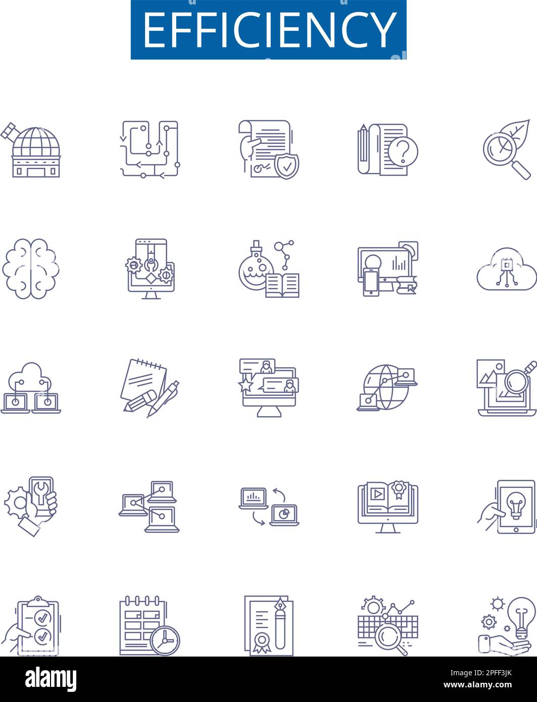 Efficiency line icons signs set. Design collection of Proficiency ...