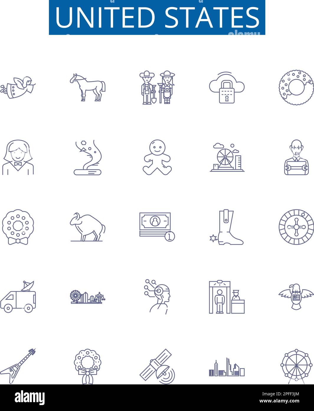 United states line icons signs set. Design collection of America, US ...