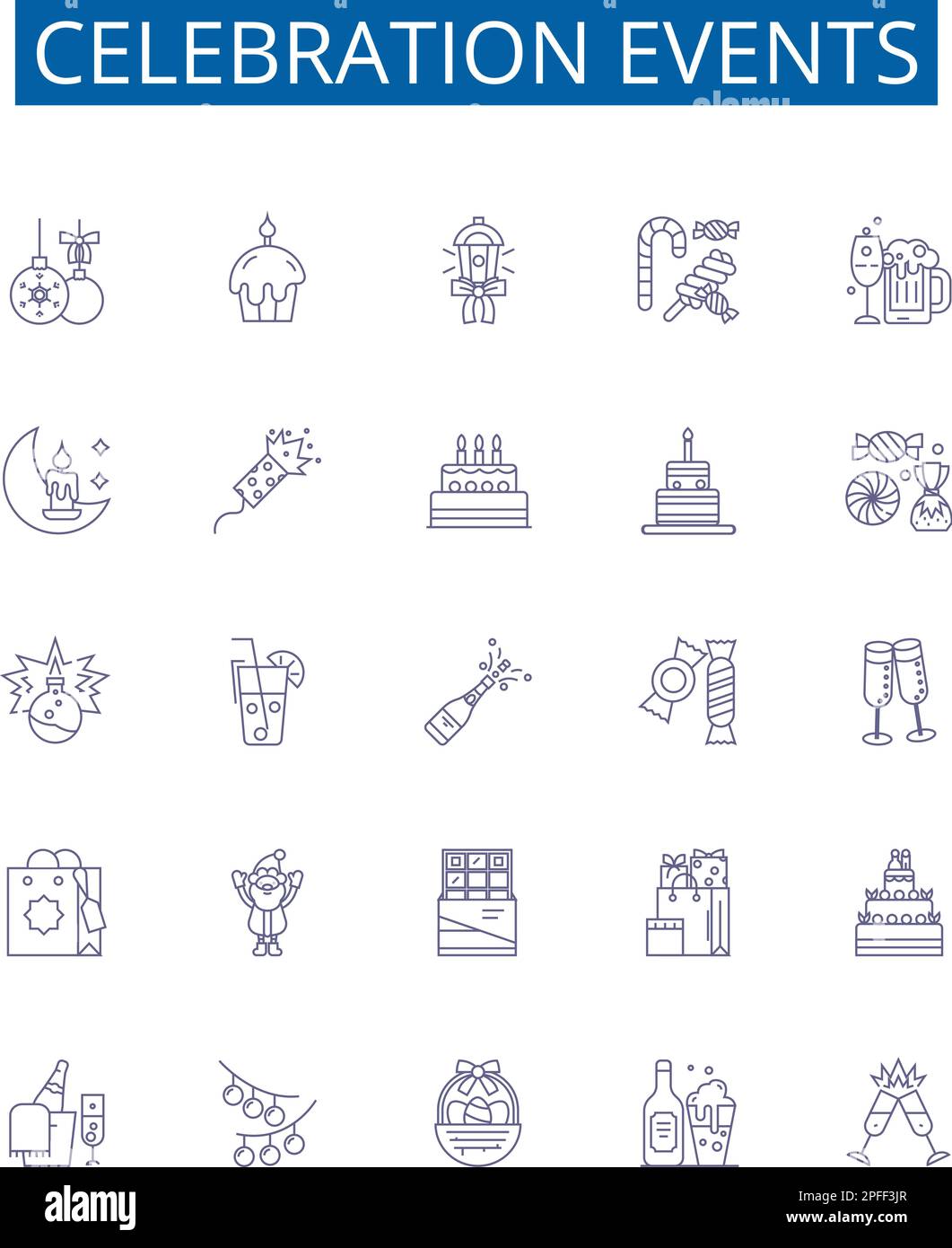 Celebration events line icons signs set. Design collection of ...