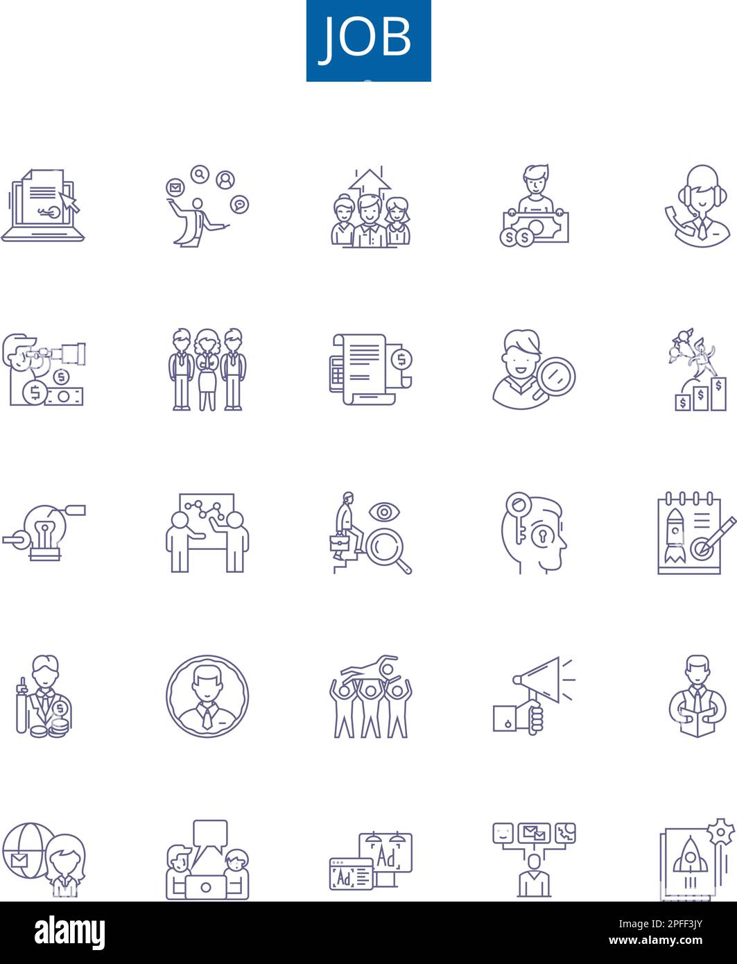 Job line icons signs set. Design collection of Occupation, Employment ...