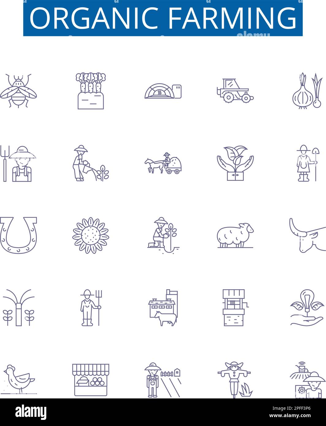 Organic farming line icons signs set. Design collection of Organic ...