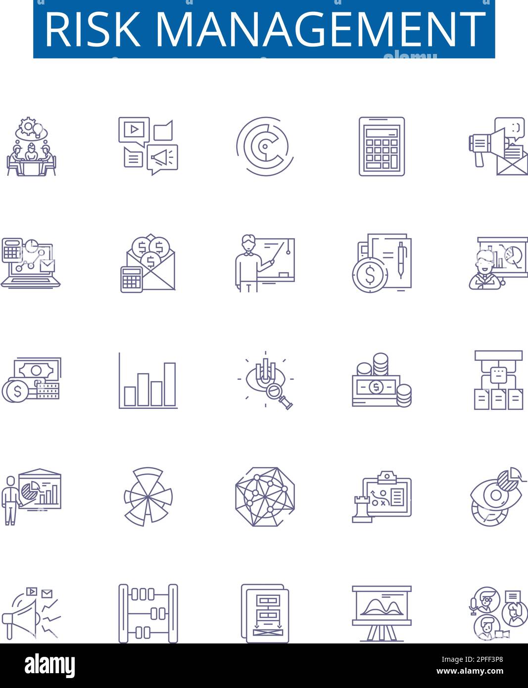 Risk management line icons signs set. Design collection of Risk ... Risk management line icons signs set. Design collection of Risk ...