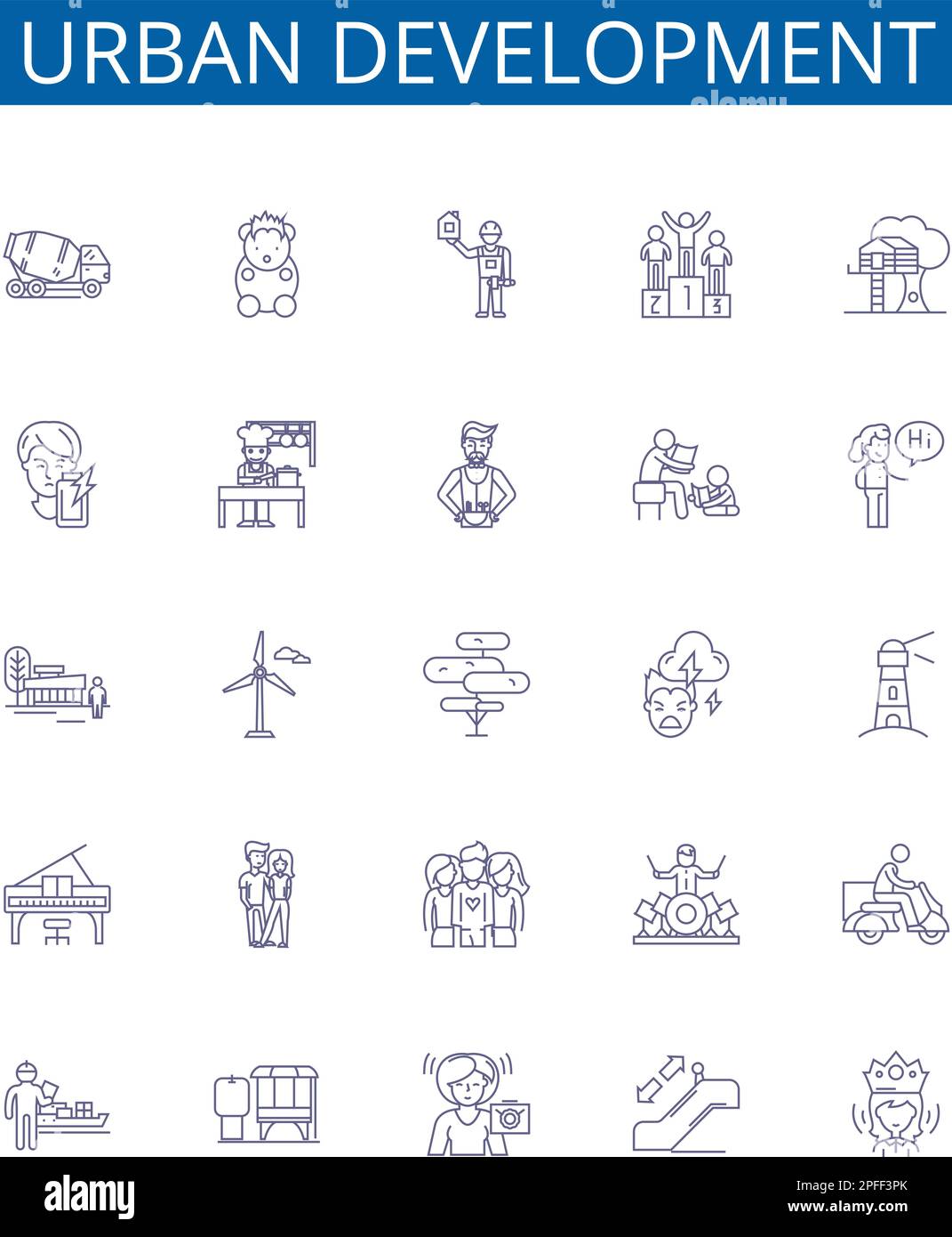 Urban development line icons signs set. Design collection of , Urbanization, Planning ...