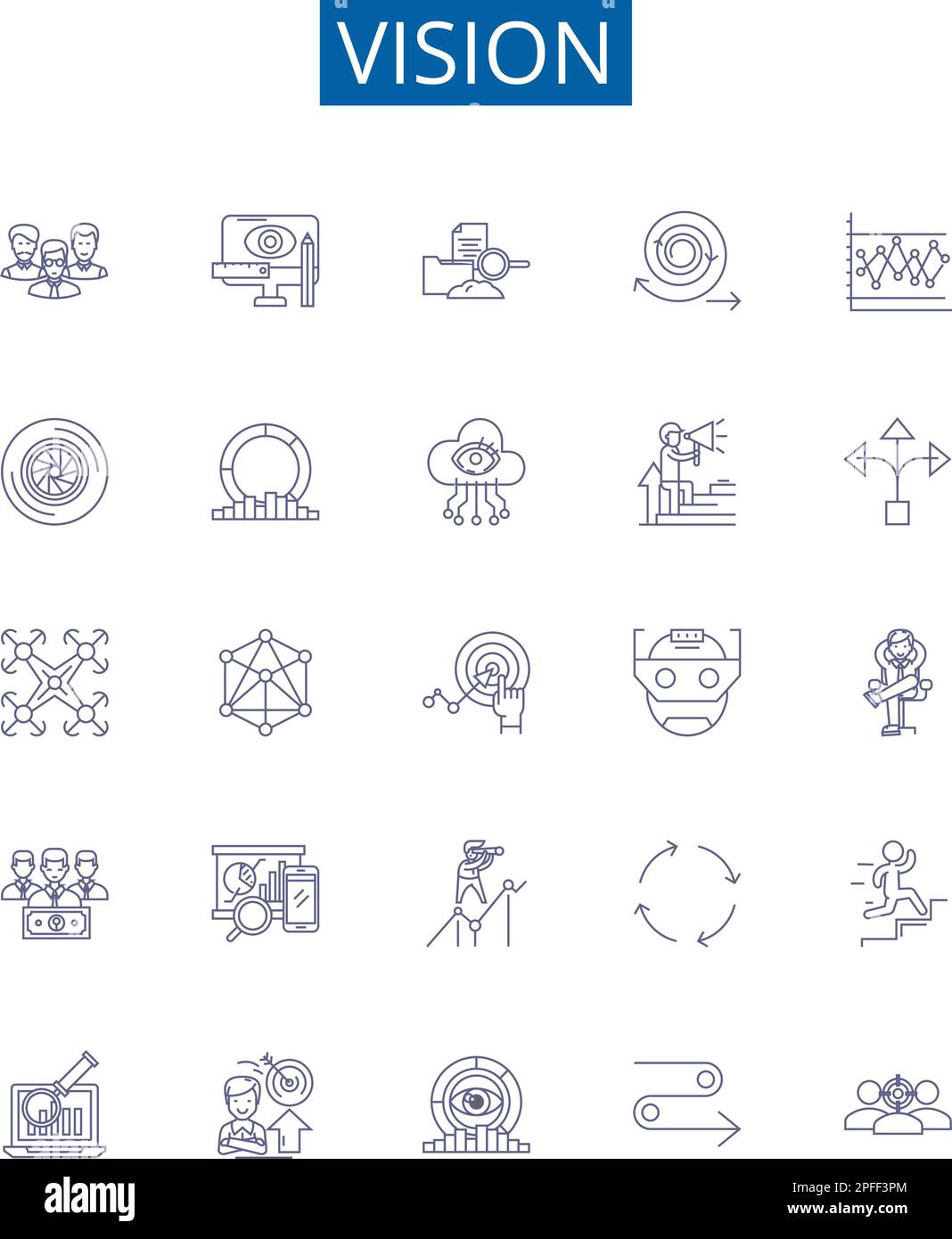 Vision line icons signs set. Design collection of Perception, Gaze ...