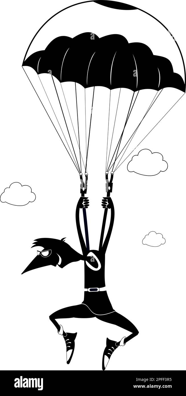 Cartoon skydiver man. Skydiver man derives enjoyment from jumping ...