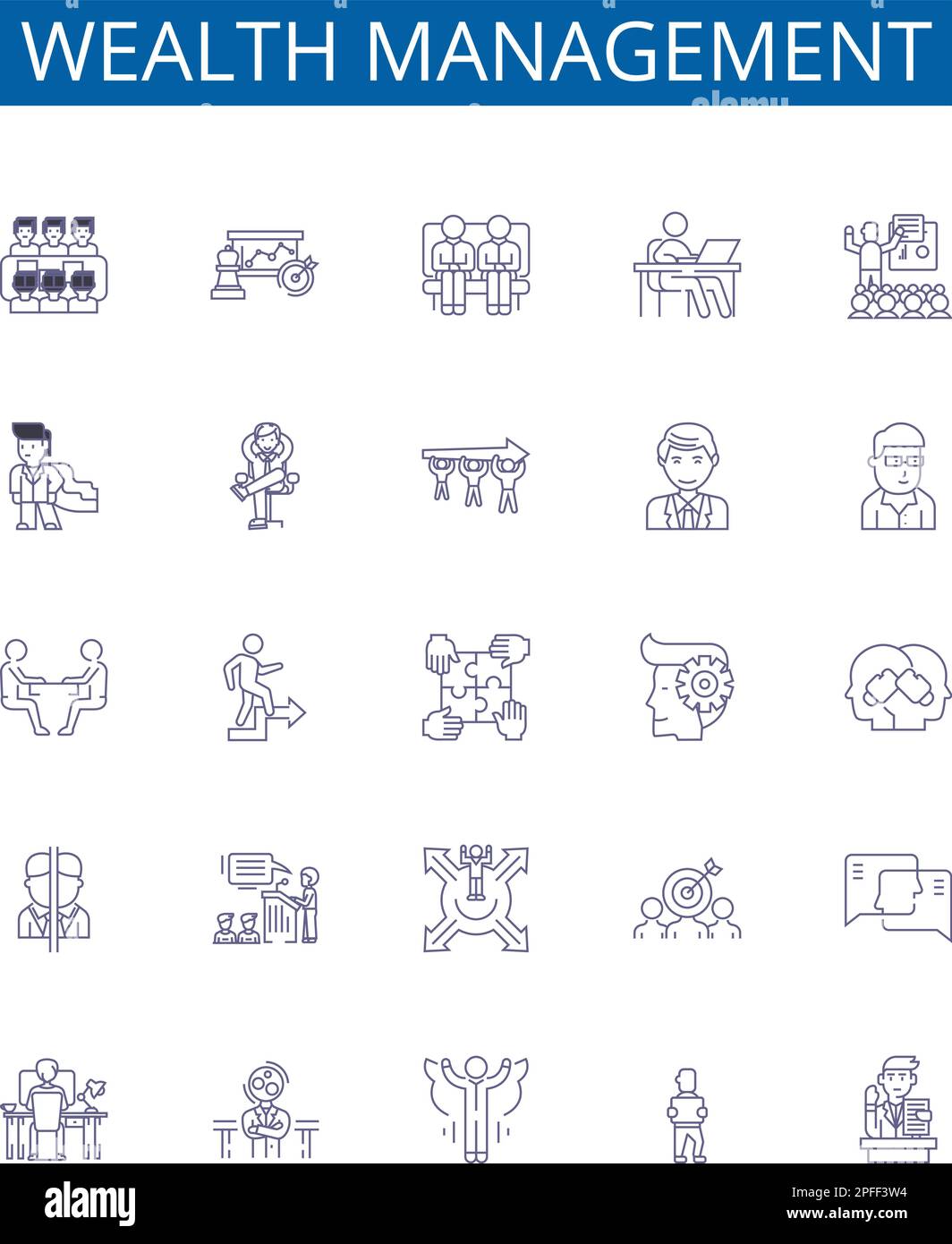 Wealth management line icons signs set. Design collection of Finance ...