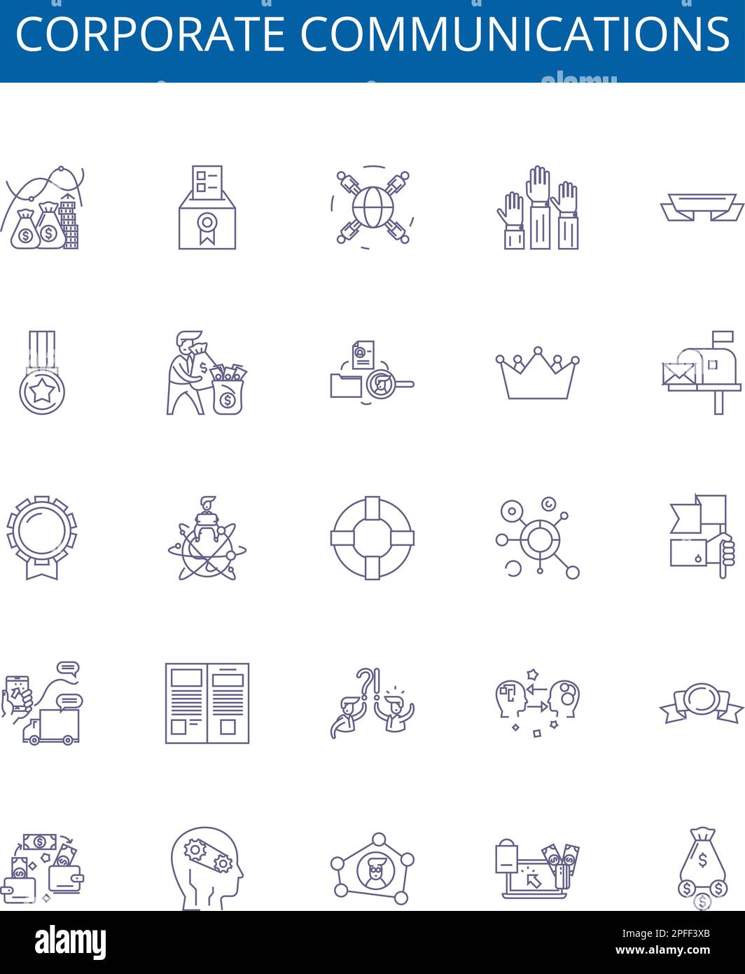 Corporate communications line icons signs set. Design collection of ...