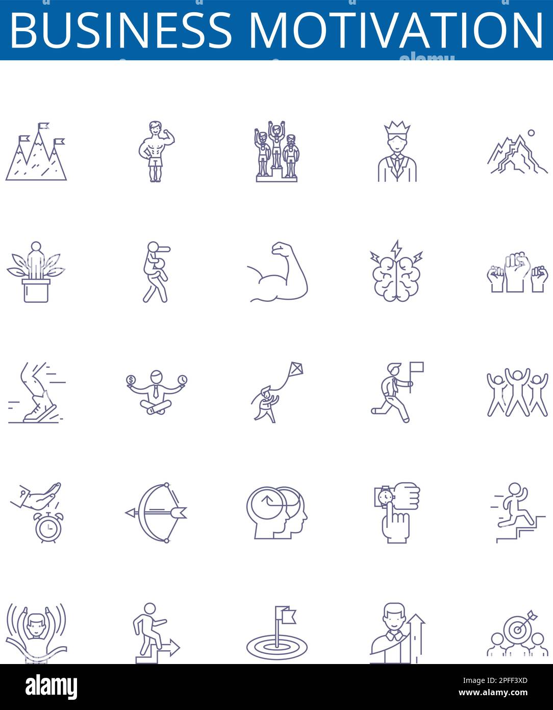 Business motivation line icons signs set. Design collection of Motivate ...