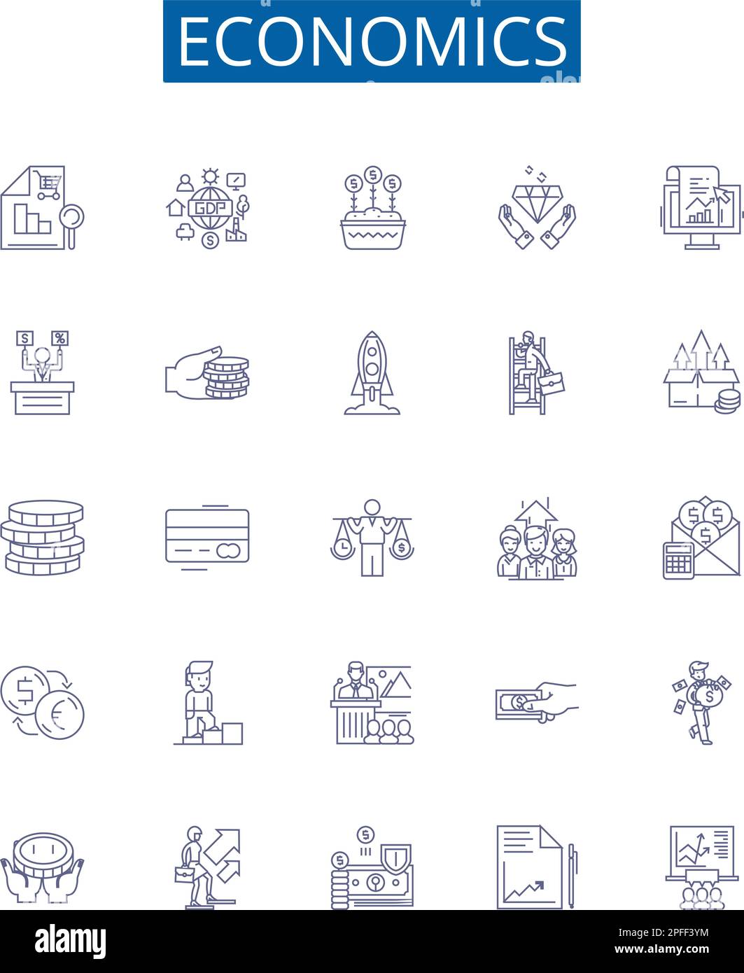 Economics line icons signs set. Design collection of Economy, Finance, Supply, Demand, Capital ...