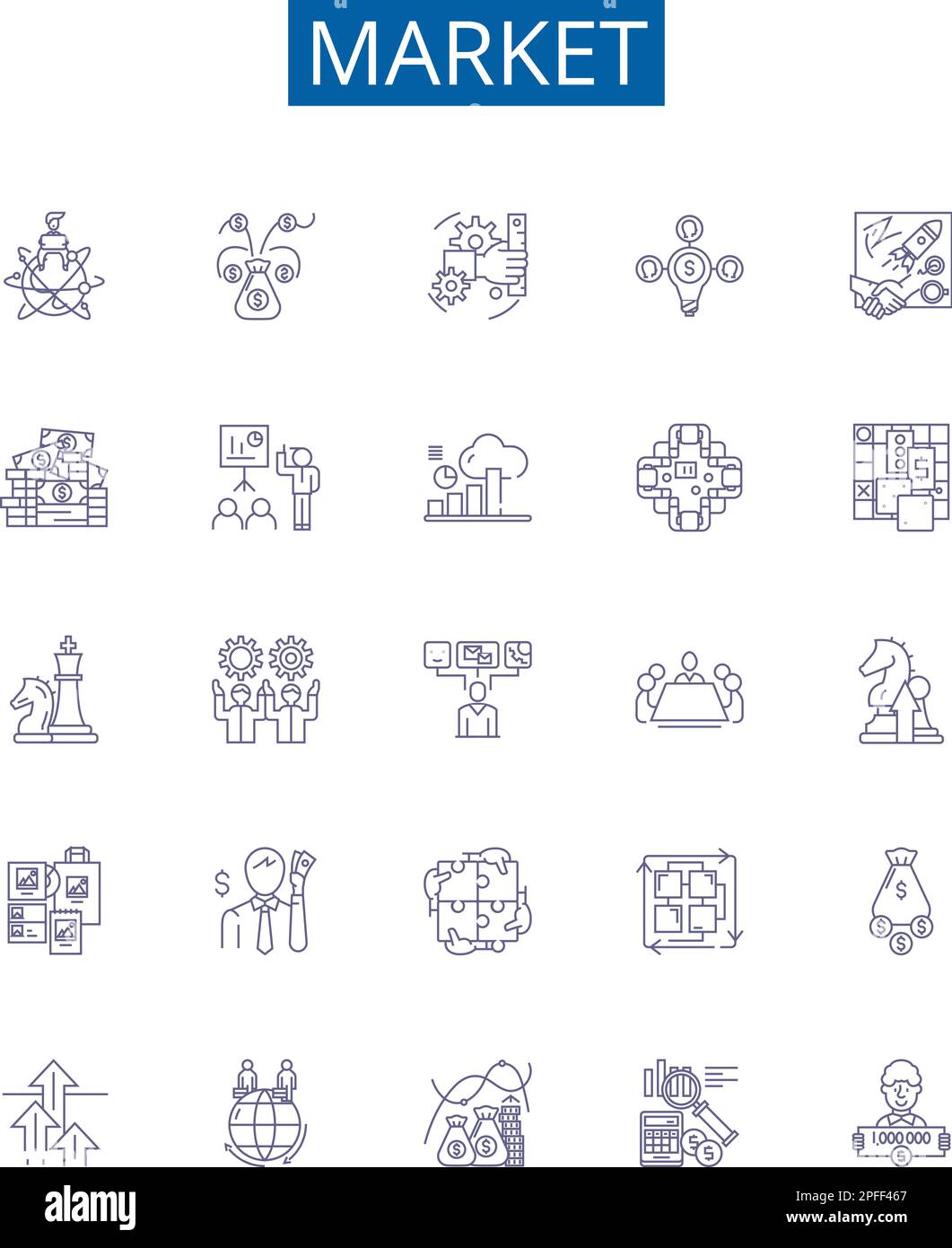 Market line icons signs set. Design collection of Market, Trade ...