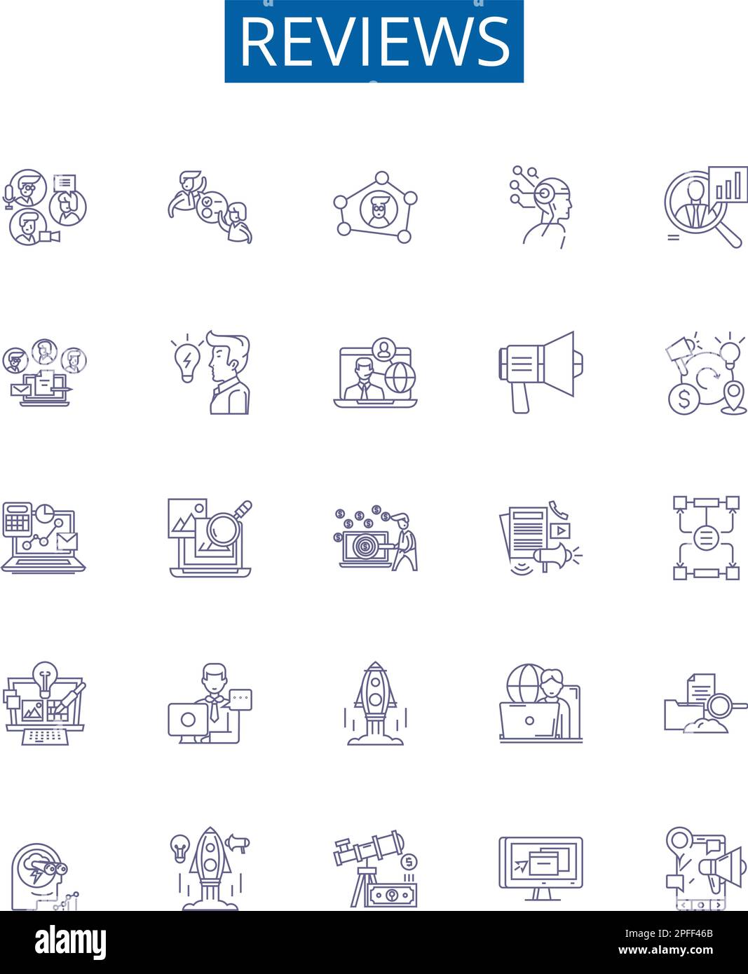 Reviews line icons signs set. Design collection of Reviews, Comment, Feedback, Analysis ...