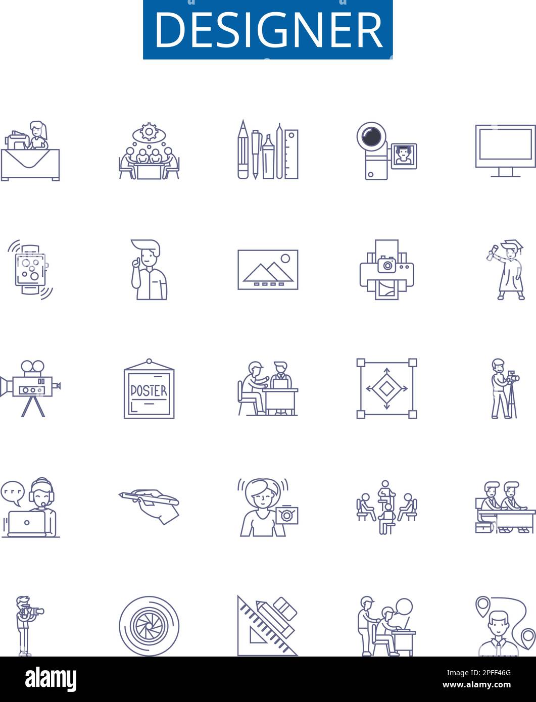 Designer line icons signs set. Design collection of Designer, Fashion ...