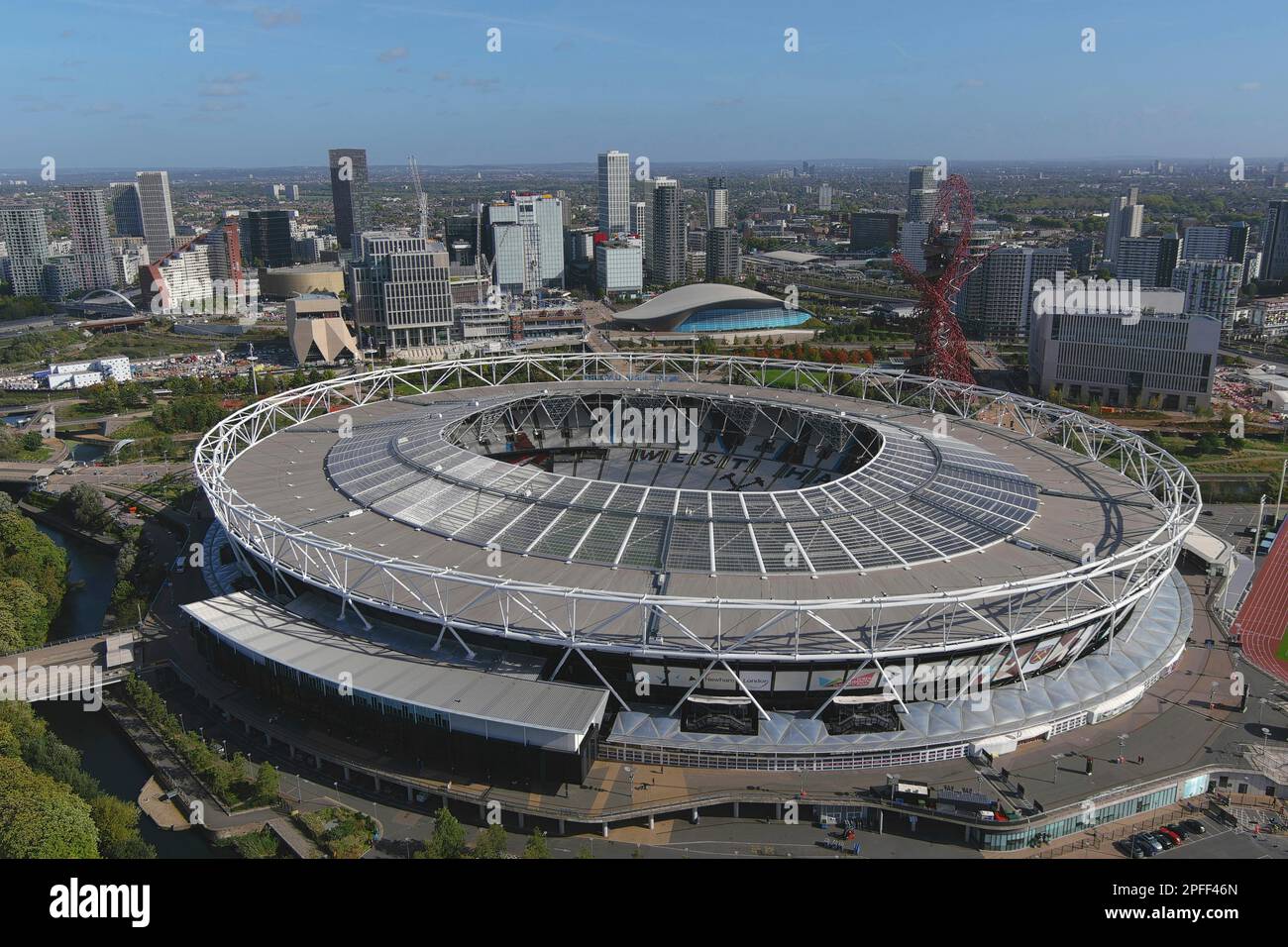 A general overall aerial view of Olympic Stadium at Queen Elizabeth ...