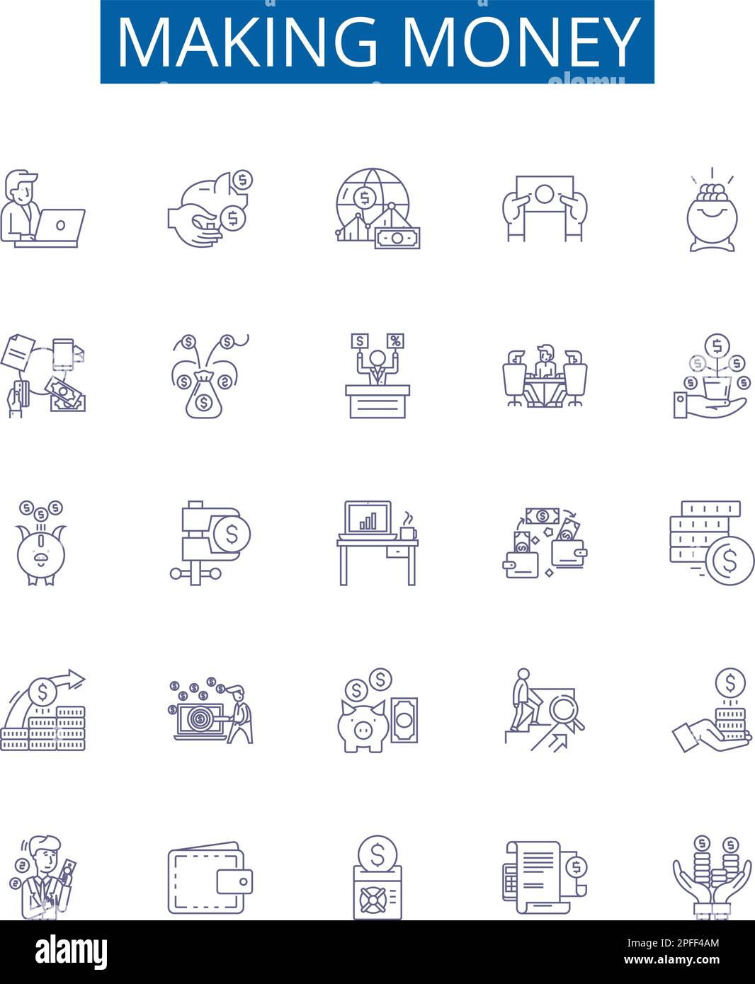 Making money line icons signs set. Design collection of Earn, Profit ...