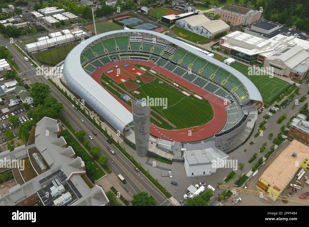 A general overall aerial view of Hayward Field, Wednesday, June 8, 2022 ...