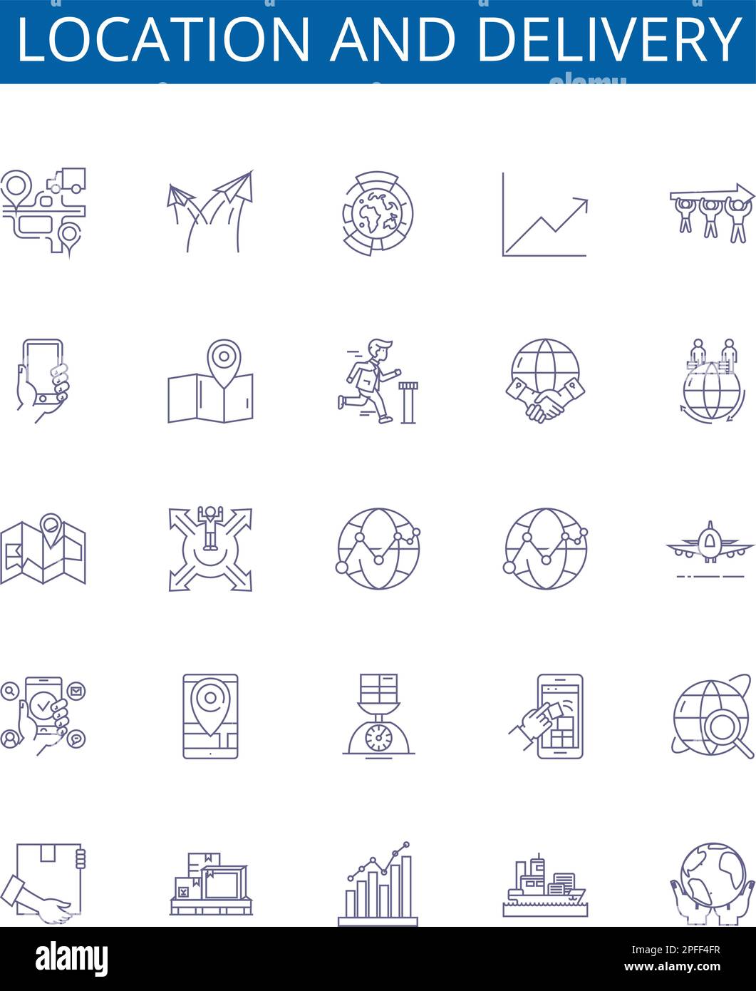 Location and delivery line icons signs set. Design collection of ...