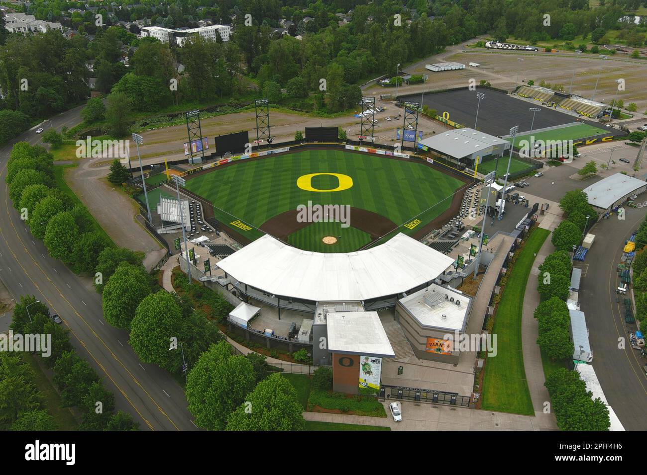 A general overall aerial view of PK Park on the campus of the ...