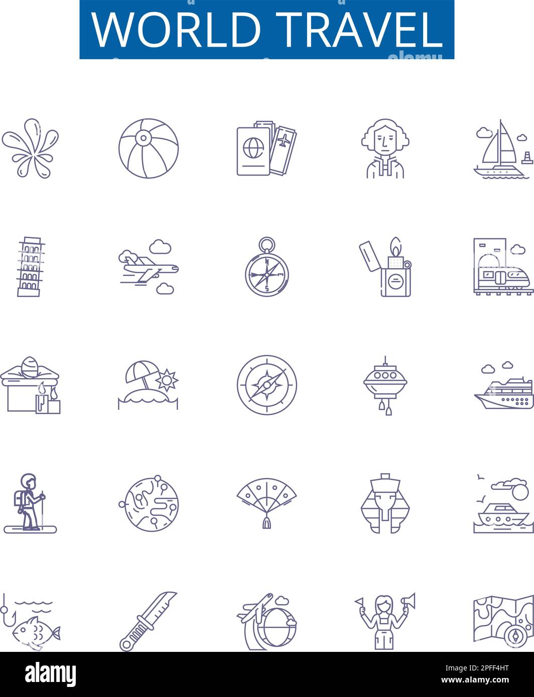 World travel line icons signs set. Design collection of Voyage, Tour ...