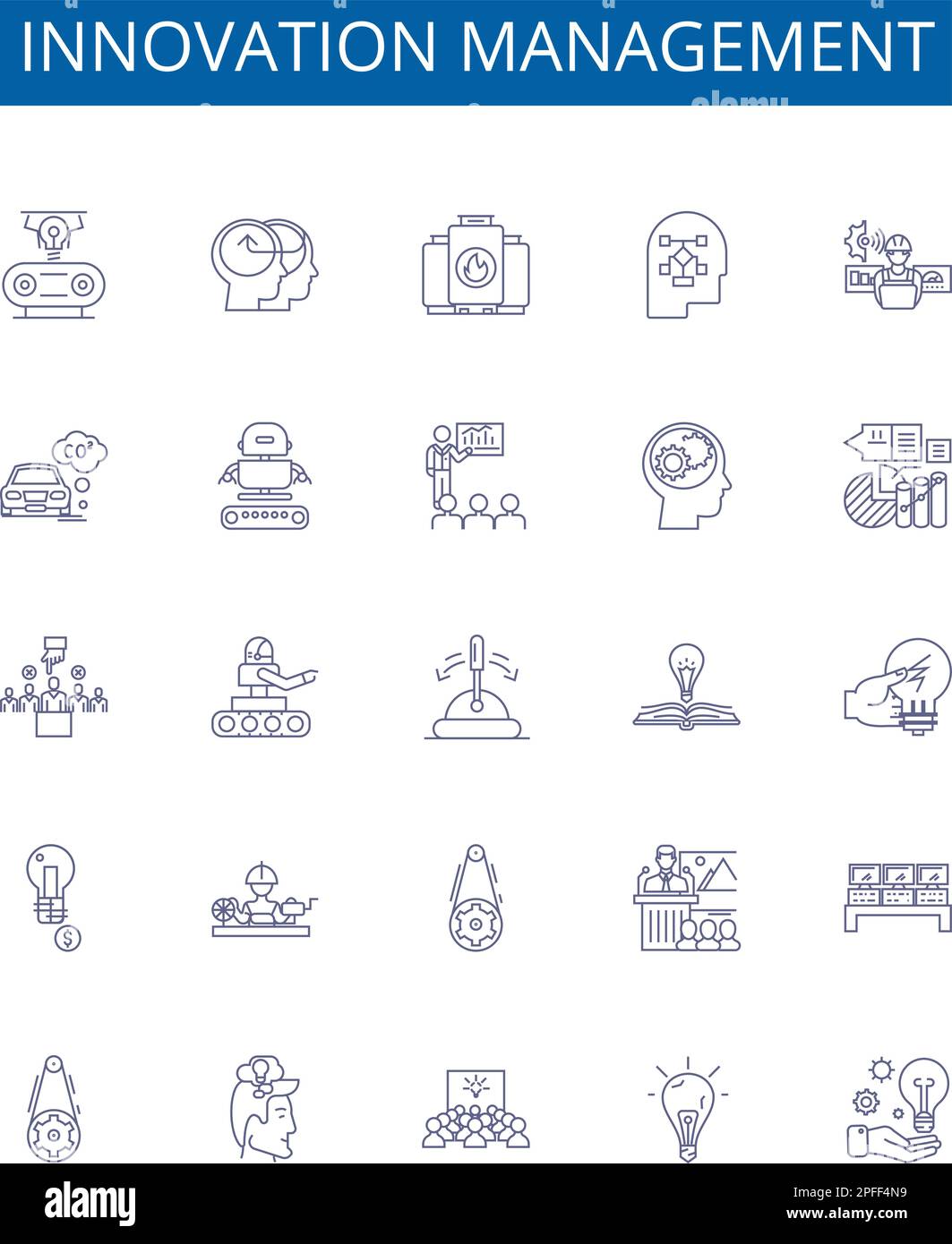 Innovation management line icons signs set. Design collection of Innovate, Manage, Create ...