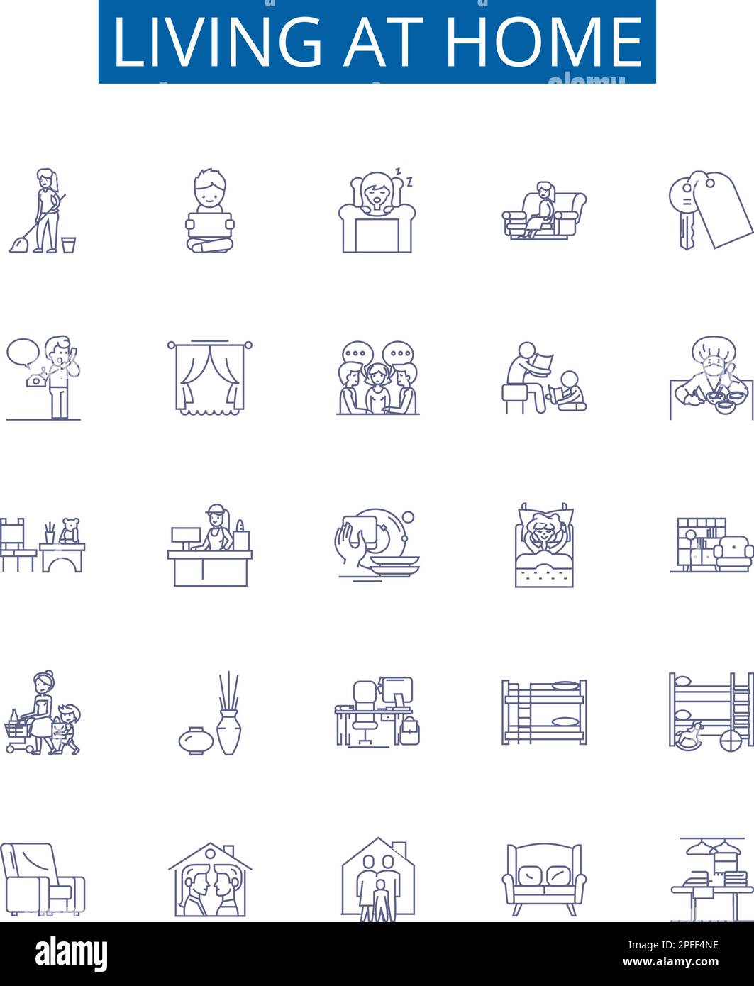 Living at home line icons signs set. Design collection of Dwelling ...