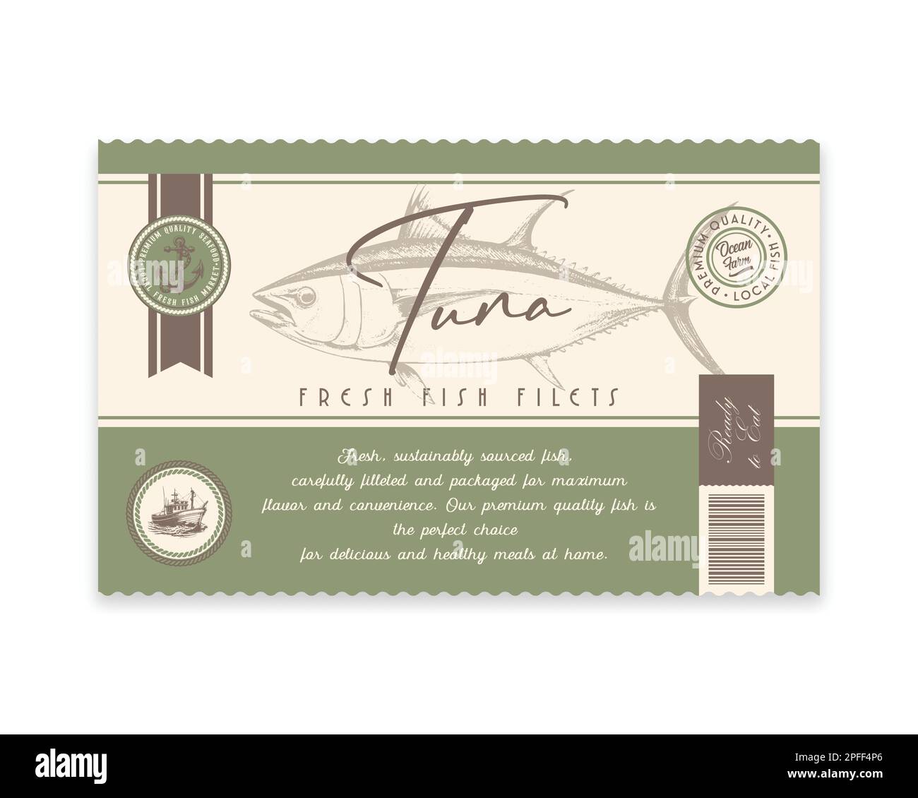 Premium Quality Tuna. Abstract Vector Tuna Packaging Design or Label ...