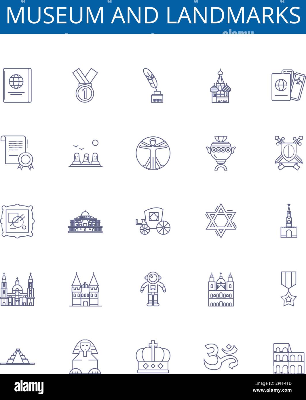 Museum and landmarks line icons signs set. Design collection of Museum ...