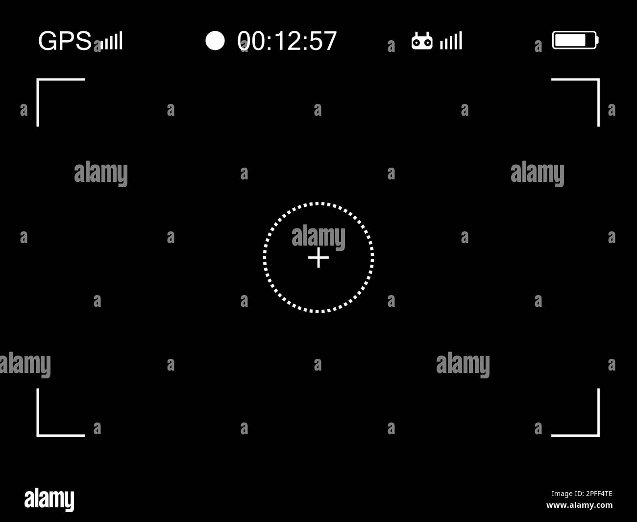Copter frame viewfinder screen.Modern focusing digital display with GPS ...