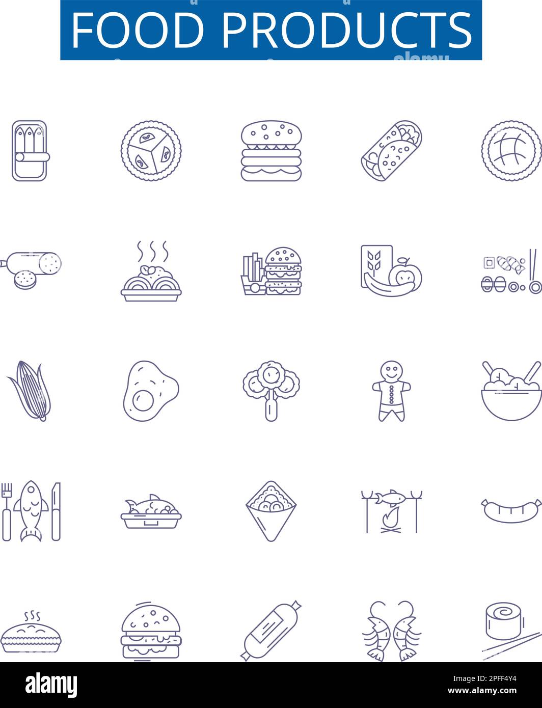 Food products line icons signs set. Design collection of Produce, Meat ...