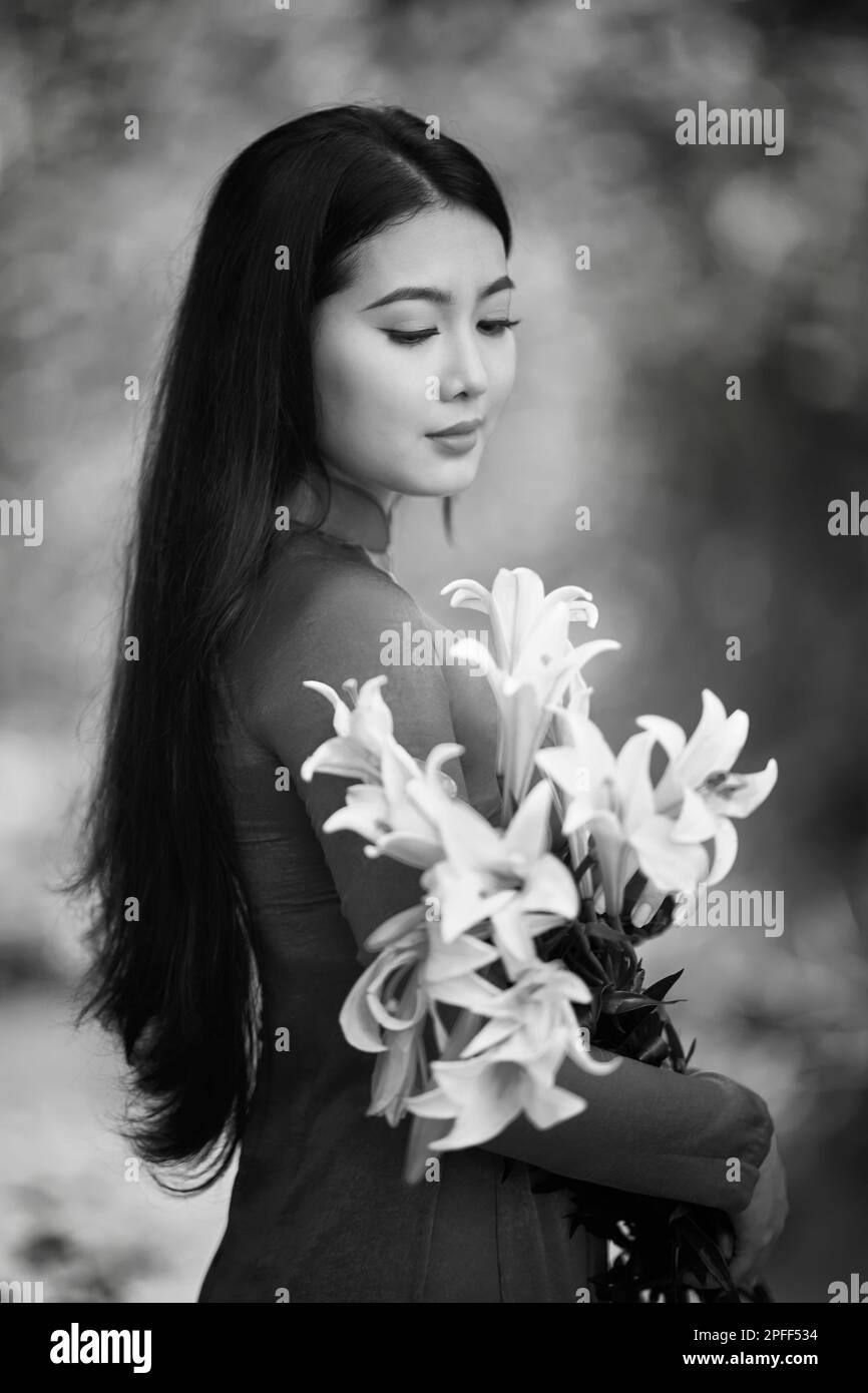 Ho Chi Minh city, Viet Nam: Portrait of a Vietnamese girl wearing a ...