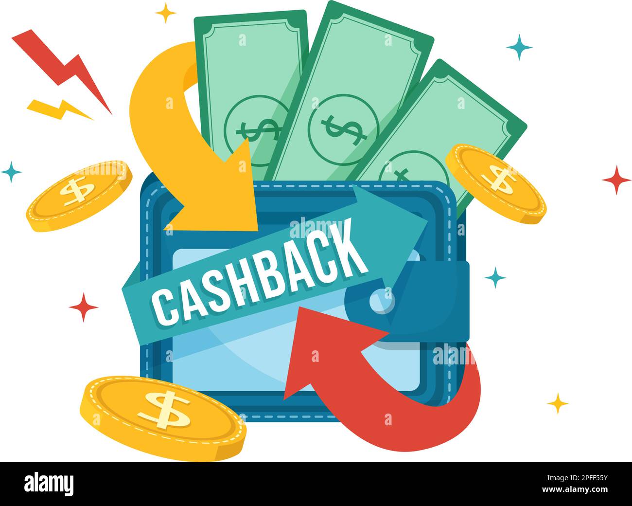 Cashback Illustration with Financial Payment to Money Cash Back Service ...