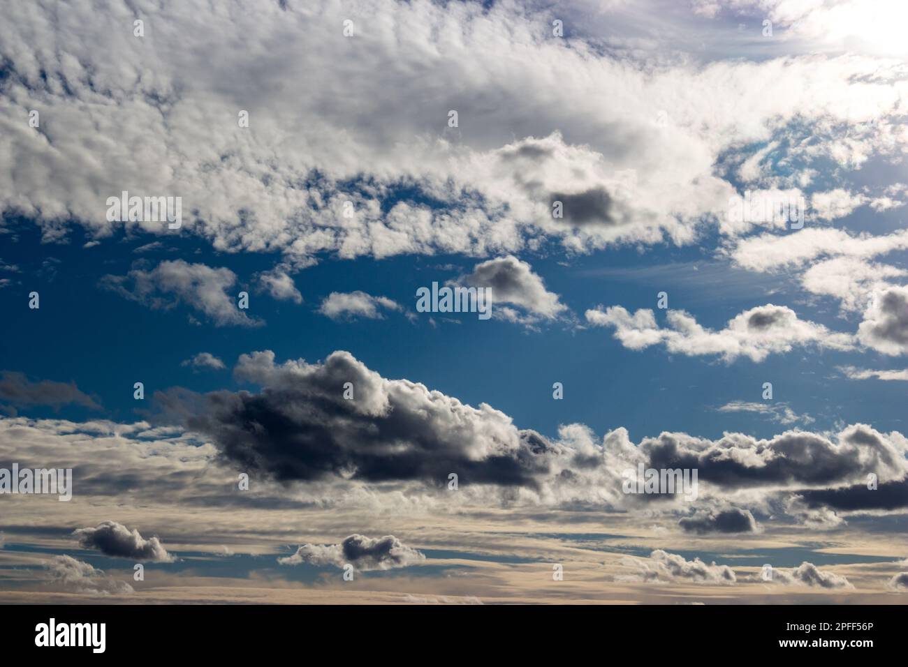Scenic cloudy sky with different types of clouds Stock Photo - Alamy