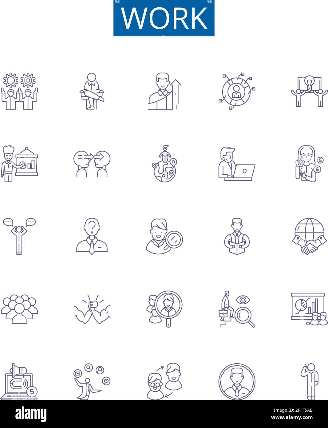 Work line icons signs set. Design collection of job, labor, effort ...