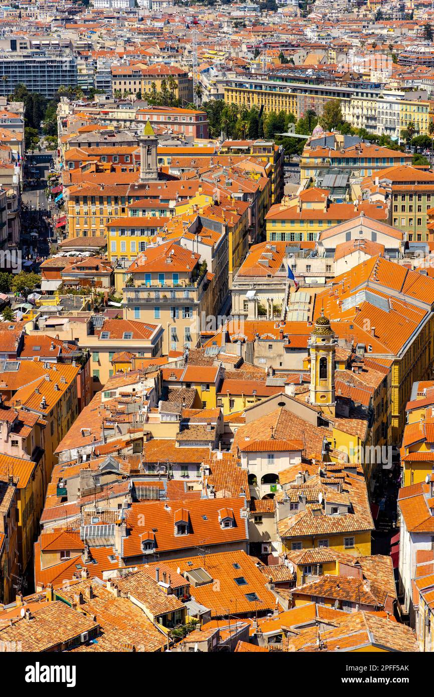 Nice, France - August 3, 2022: Nice panorama with Vieille Ville ...
