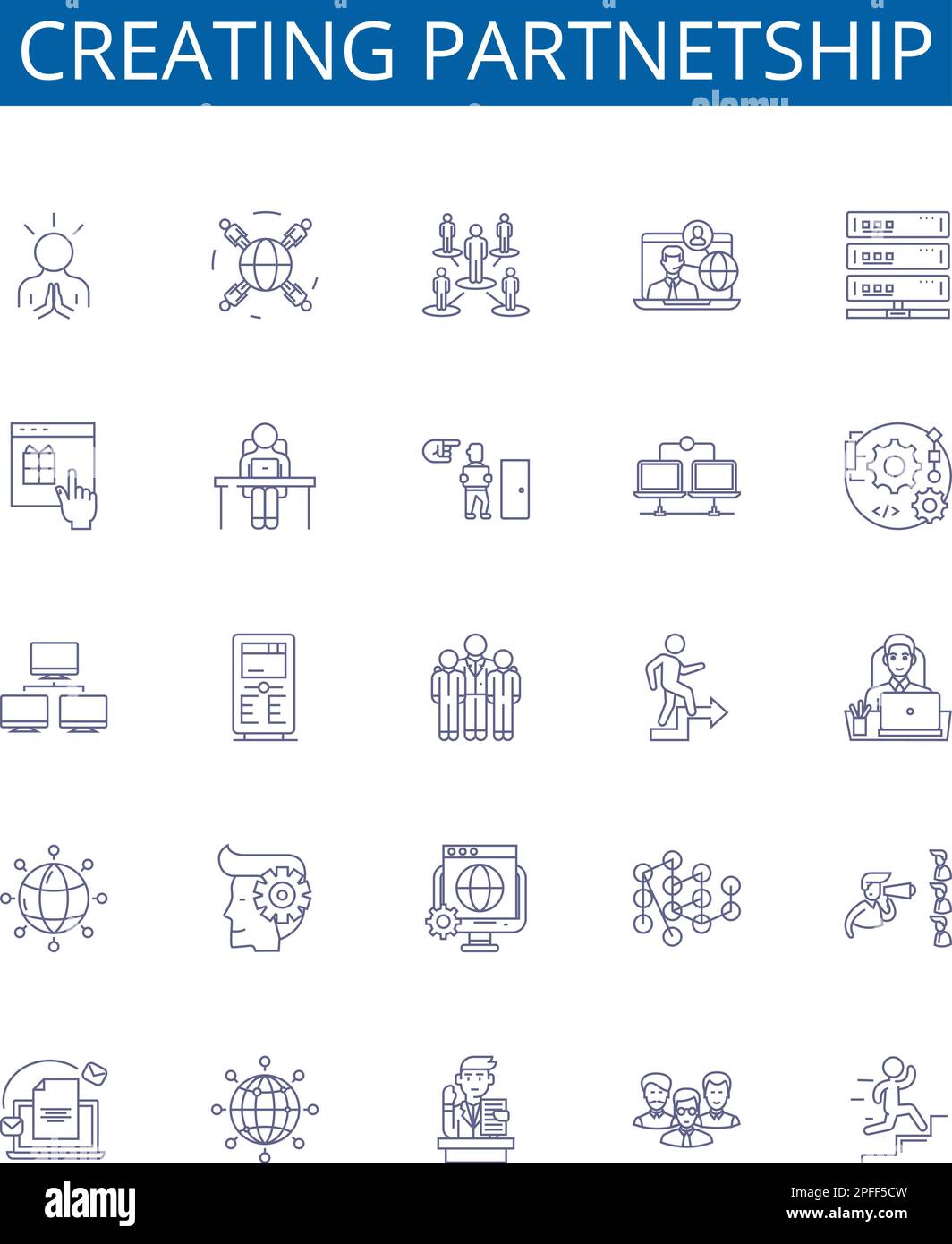 Creating Partnetship Line Icons Signs Set Design Collection Of Partnership Collaborate