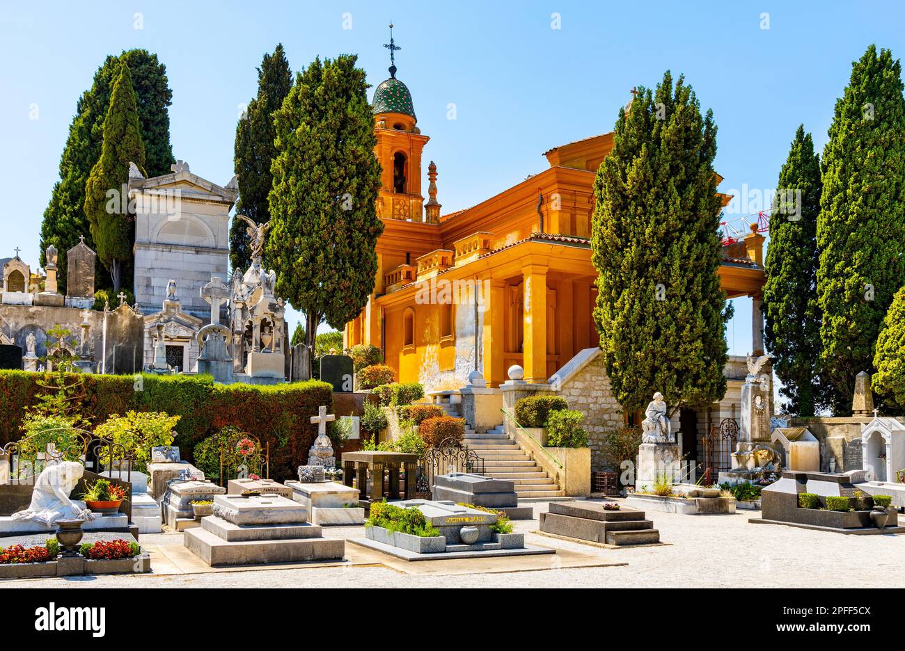 Nice, France - August 3, 2022: Historic Cimetiere do Chateau Christian ...