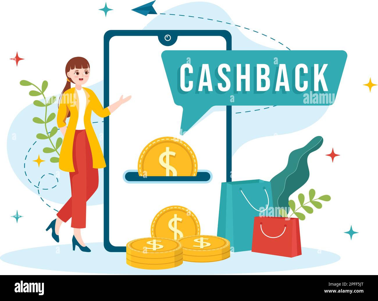 Cashback Illustration with Financial Payment to Money Cash Back Service ...