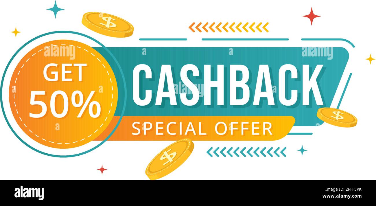 Cashback Illustration with Financial Payment to Money Cash Back Service ...