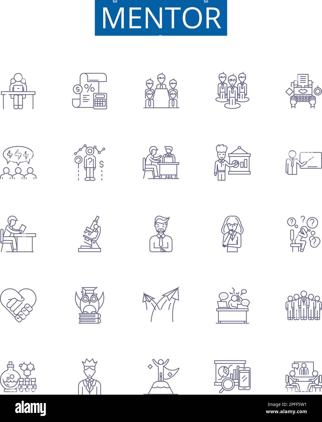 Mentor line icons signs set. Design collection of mentor, guidance, advice, experience ...