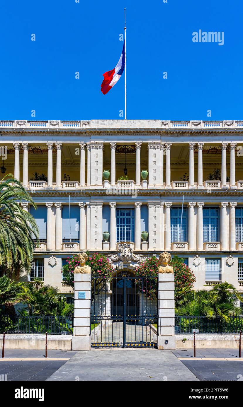 Nice, France - August 7, 2022: Palais de la Prefecture palace and city ...