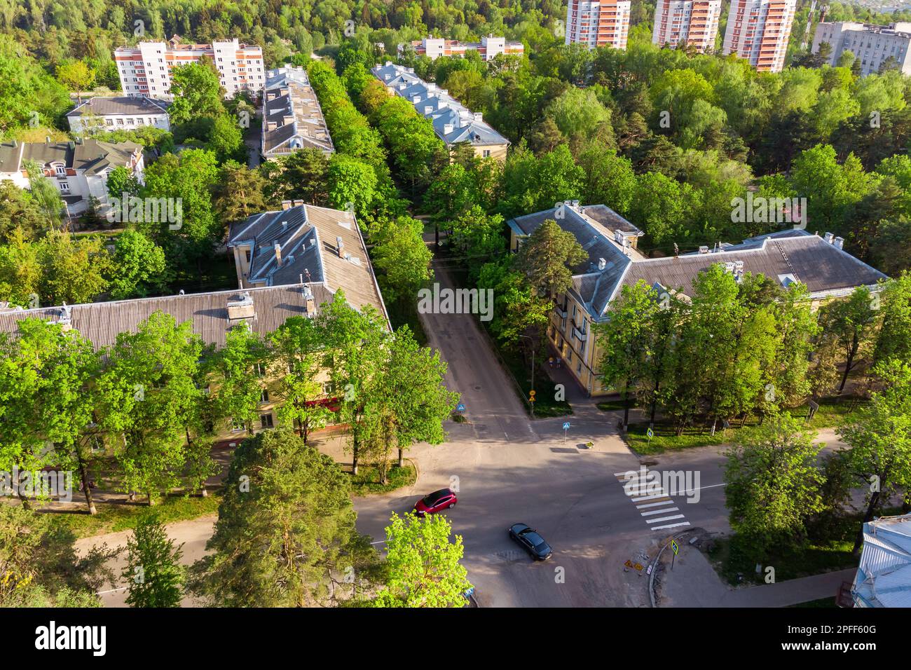Beautiful drone view houses surrounded hi-res stock photography and ...