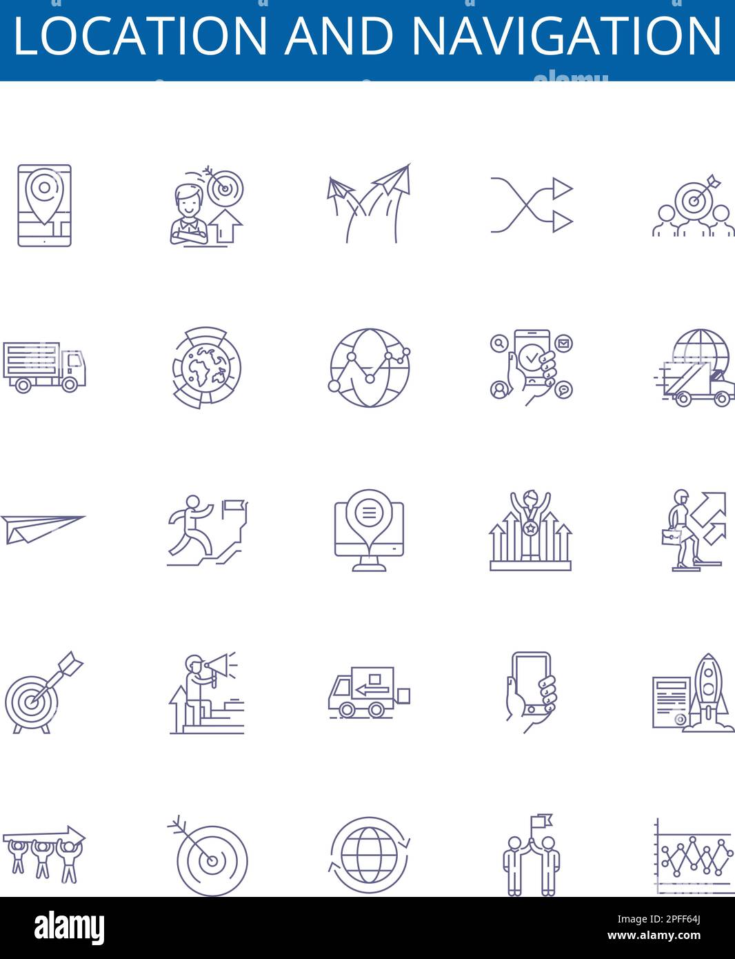 Location and navigation line icons signs set. Design collection of ... Location and navigation line icons signs set. Design collection of ...