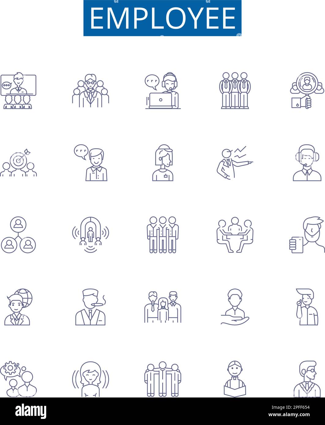 Employee line icons signs set. Design collection of Worker, Staff ...