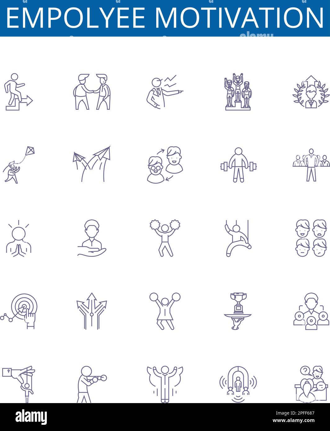 Empolyee motivation line icons signs set. Design collection of ... Empolyee motivation line icons signs set. Design collection of ...