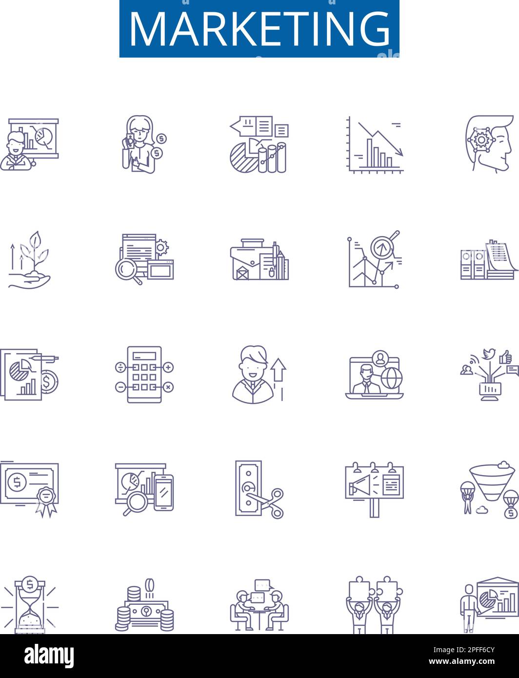 Marketing line icons signs set. Design collection of Advertising ...